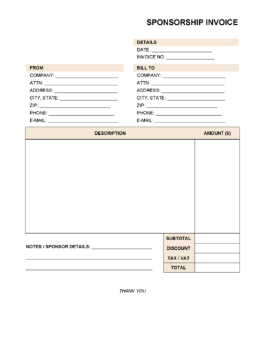 √ Printable Sponsorship Receipt Template
