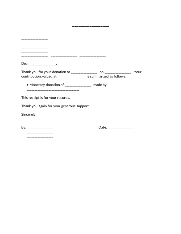 √ Printable Sponsorship Receipt Template