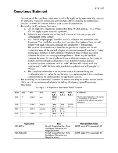 √ Printable Statement of Compliance Template
