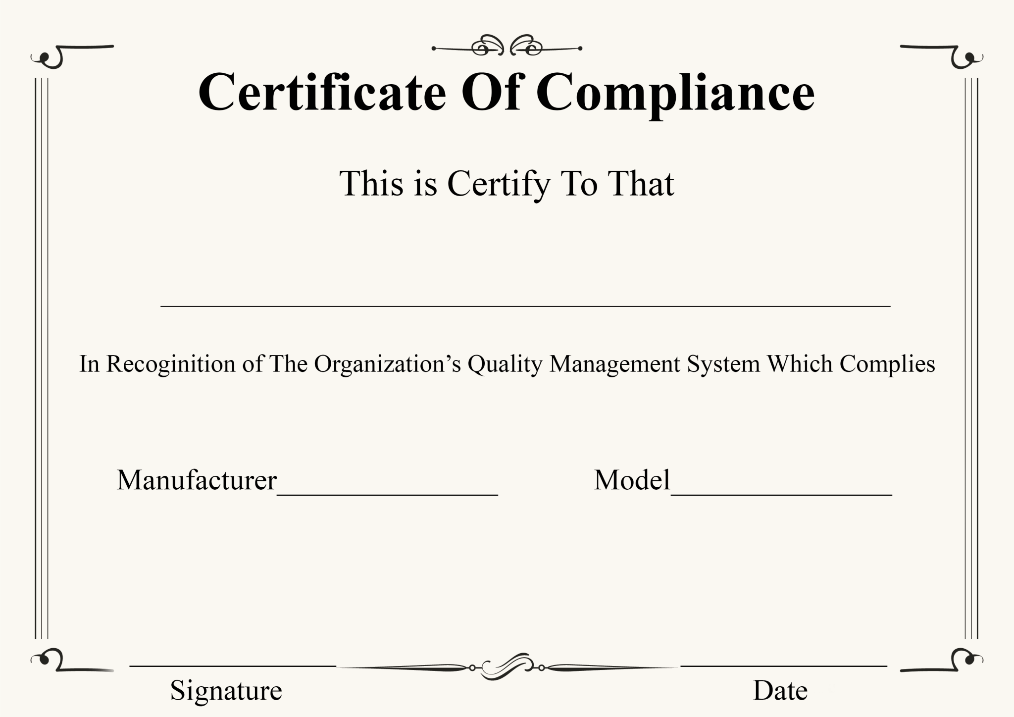 Printable Statement of Compliance Template Sample | Templateral