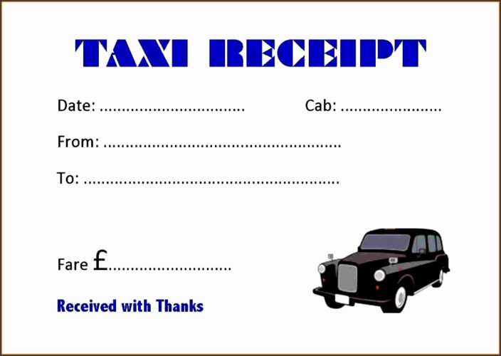 √ Printable Taxi Receipt Template