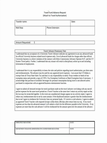 Printable Travel Advance Request Form Example | Templateral