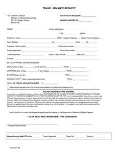 √ Printable Travel Advance Request Form
