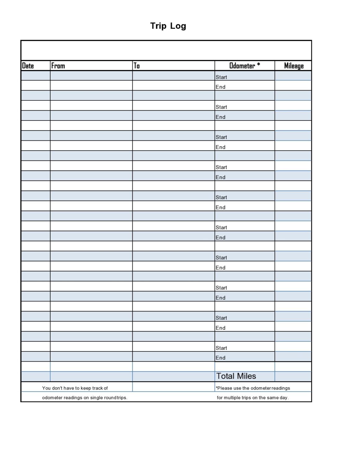 √ Printable Travel Log Template