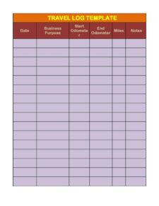 √ Printable Travel Log Template
