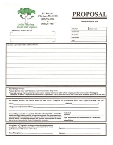 √ Printable Tree Removal Estimate Template