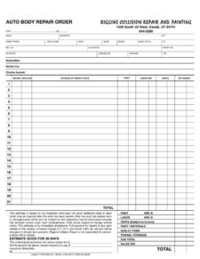 √ Printable Vehicle Repair Estimate Template