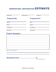 √ Printable Water Damage Estimate Template