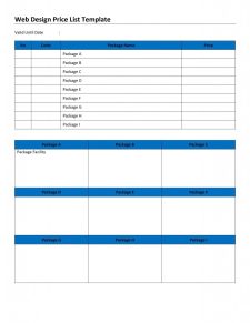 √ Printable Web Design Price List Template