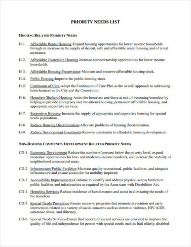 √ Free Printable Priority List Template