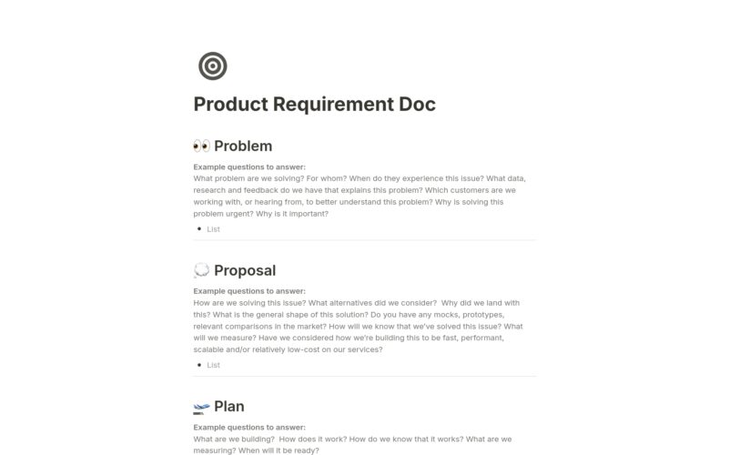 √ Product Requirements Document Template