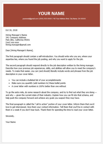 √ Editable Professional Cover Letter Template