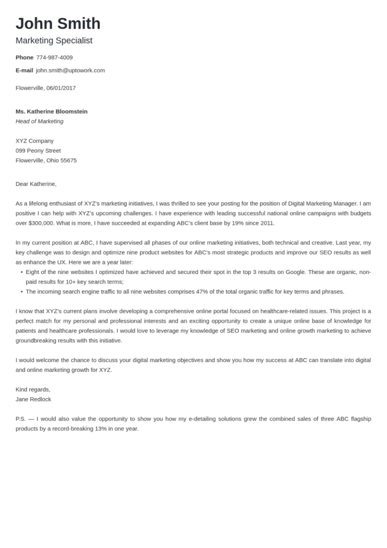 √ Editable Professional Cover Letter Template