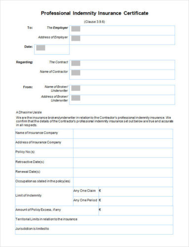 √ Printable Certificate of Insurance Template