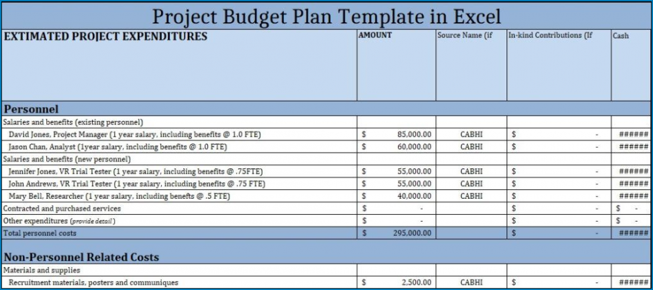 √ Free Printable Project Budget Template Excel