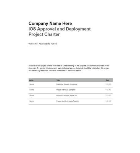 √ Free Printable Project Charter Template