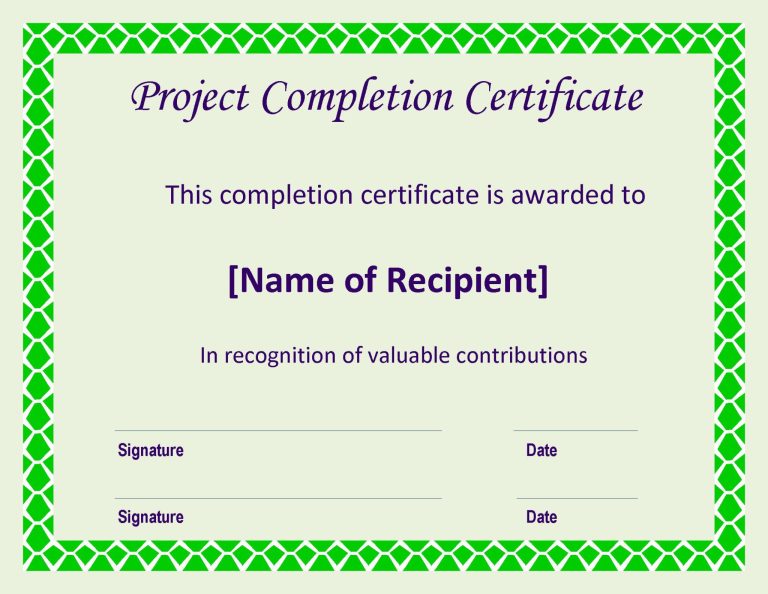 √ Project Completion Certificate From Client
