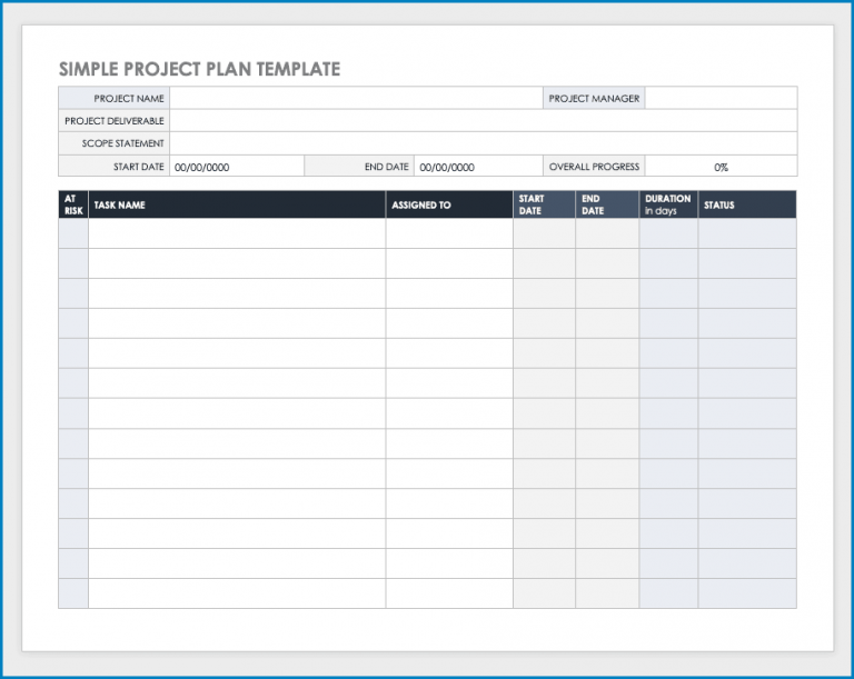 √ Free Printable Project Plan Template