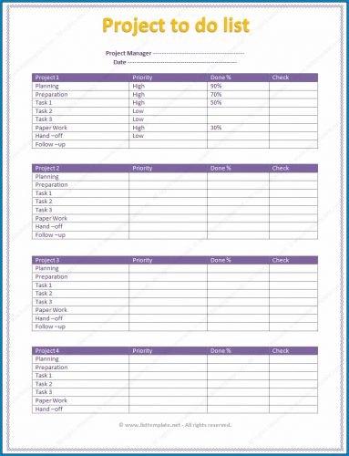 √ Free Printable Project Task List Template