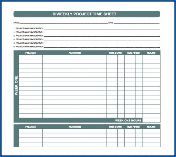 √ Free Editable Project Timesheet Template Excel