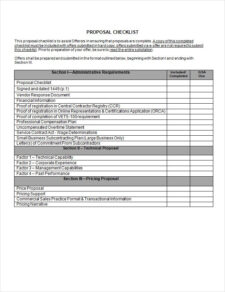 √ Free Printable Proposal Checklist Template