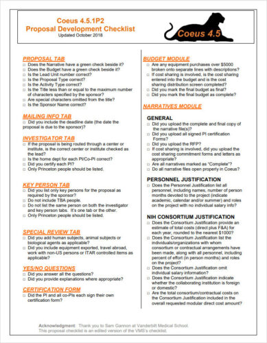 √ Free Printable Proposal Checklist Template