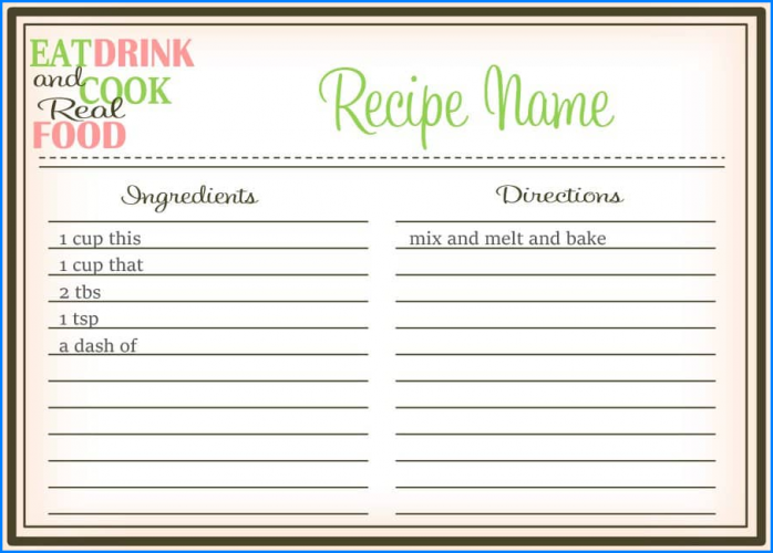 √ Free Printable Recipe Template For Word
