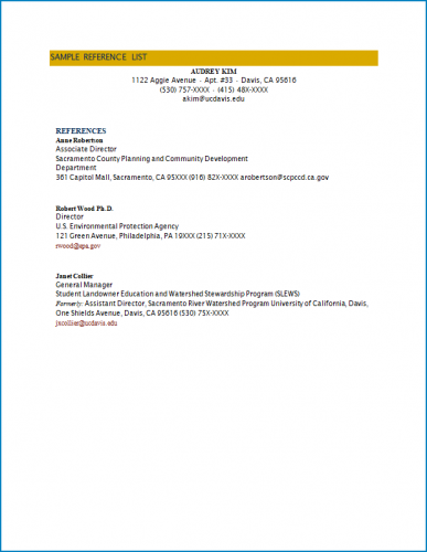 √ Reference Page For Resume Template