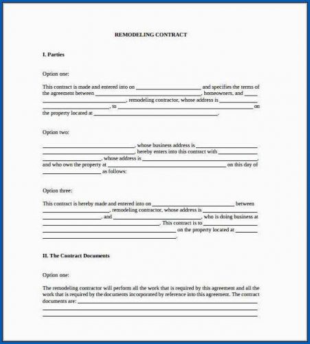 √ Free Editable Remodeling Contract Template For a House