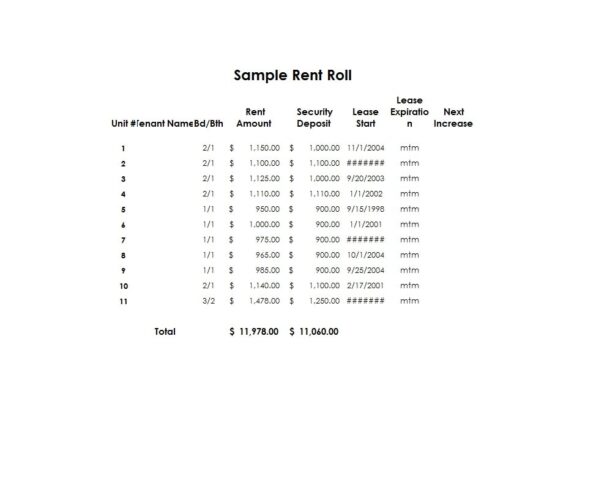 √ Printable Rent Roll Template (Word)