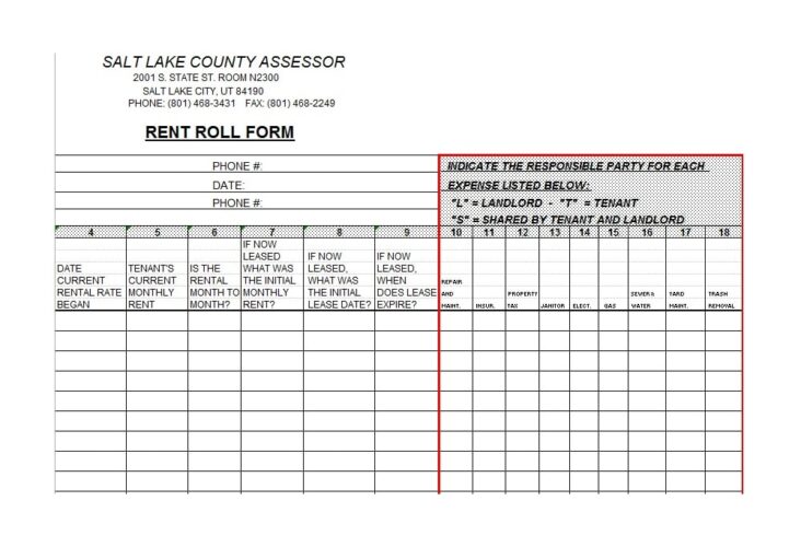 √ Printable Rent Roll Template (Word)