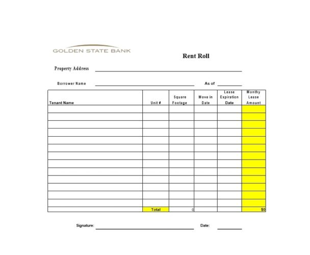√ Printable Rent Roll Template (Word)
