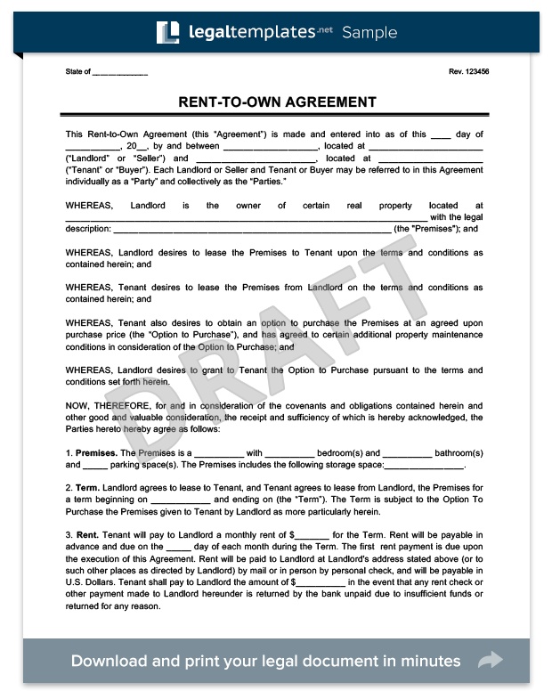 √ Rent-to-own Agreement Template