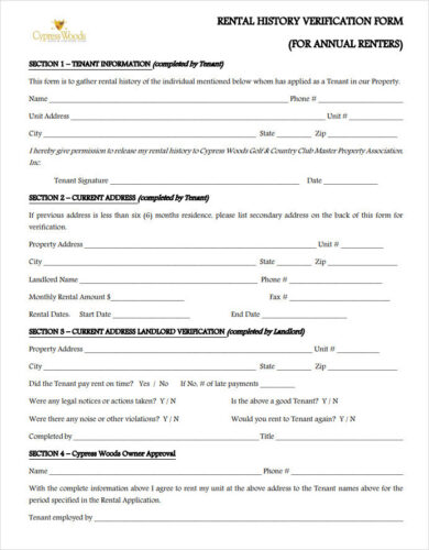 √ Free Printable Rental Verification Form