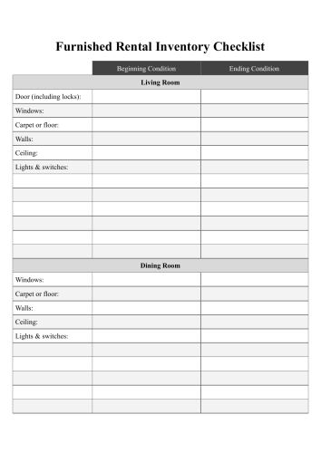 √ Printable Rental Inventory Checklist Template