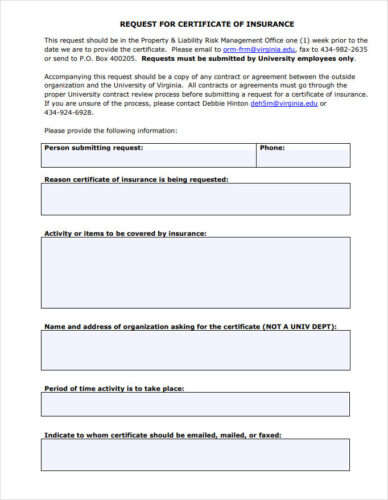 √ Printable Certificate of Insurance Template