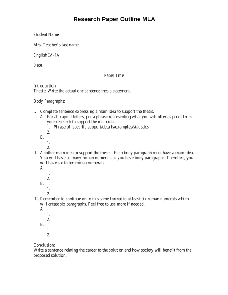 √ Research Paper Template (Word)