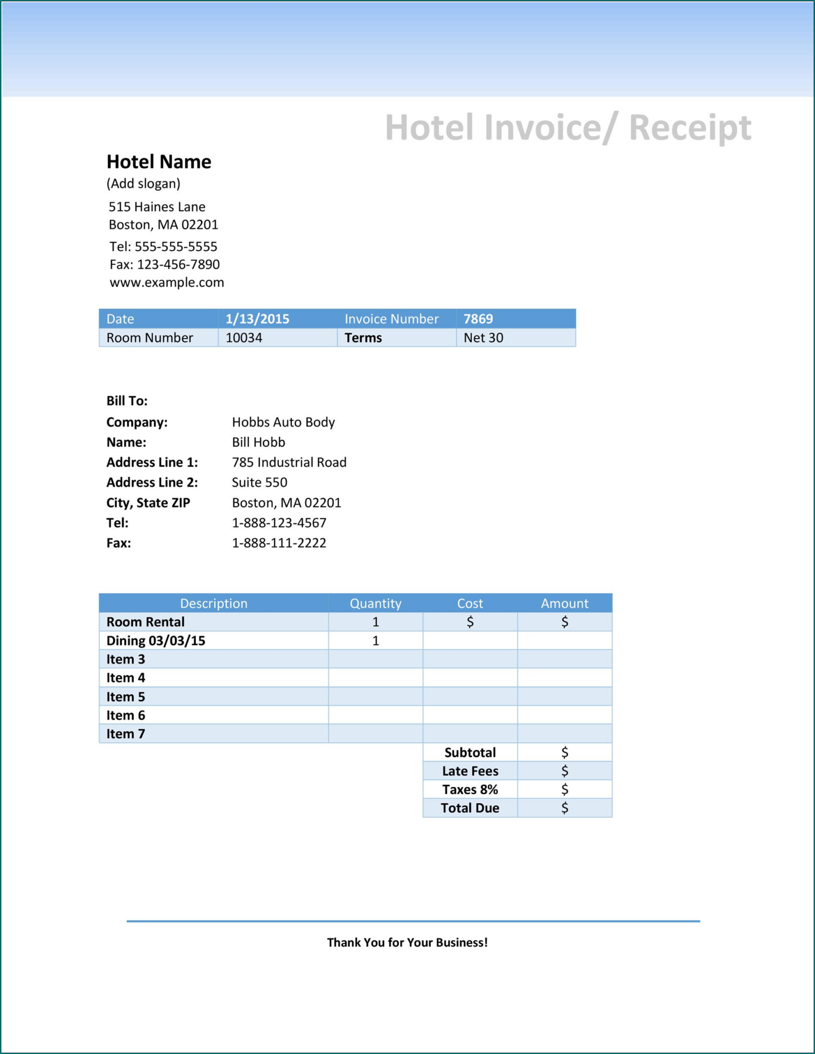 √ Free Printable Reservation Receipt Template