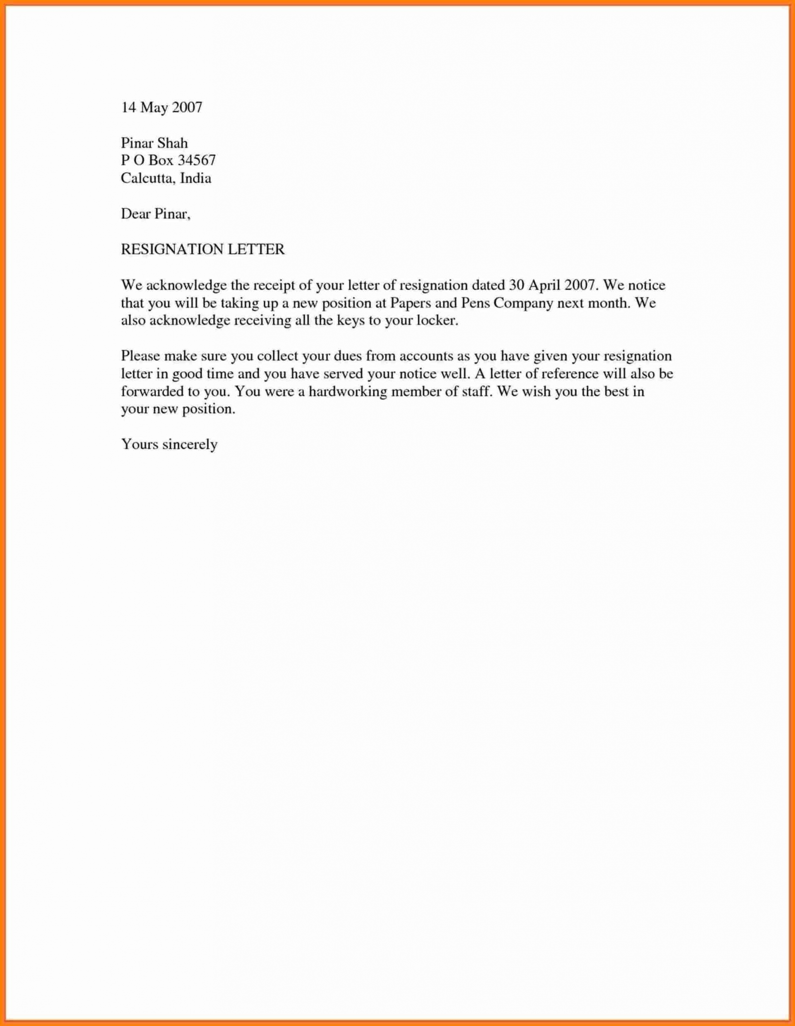 √ Free Printable Resignation Letter Template Word