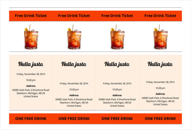 √ Free Printable Meal Ticket Template