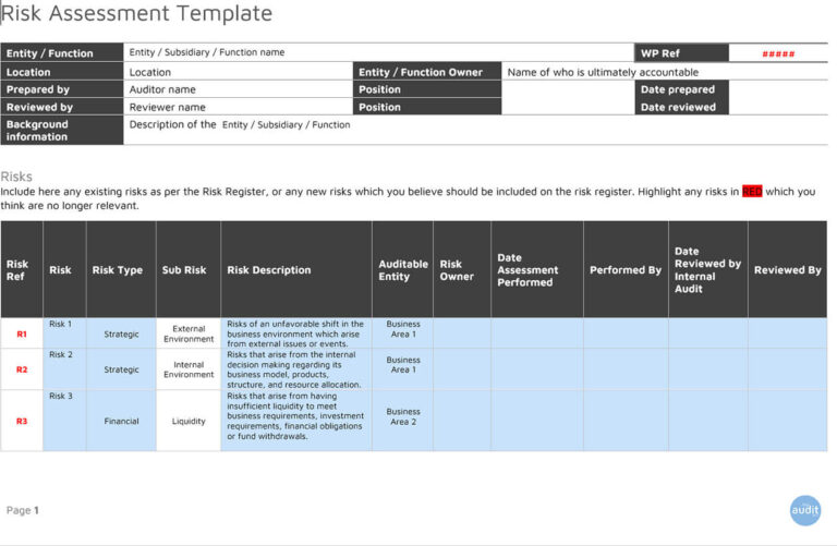 √ Free Risk Assessment Template (Excel)