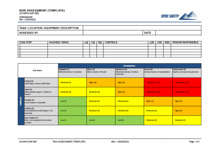 √ Free Risk Assessment Template (Excel)