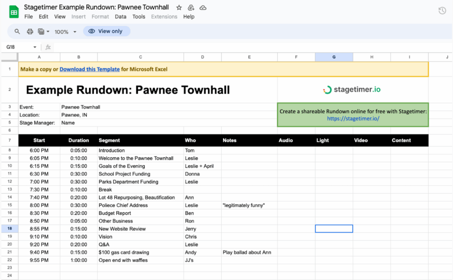 √ Customizable Run of Show Template (Word)