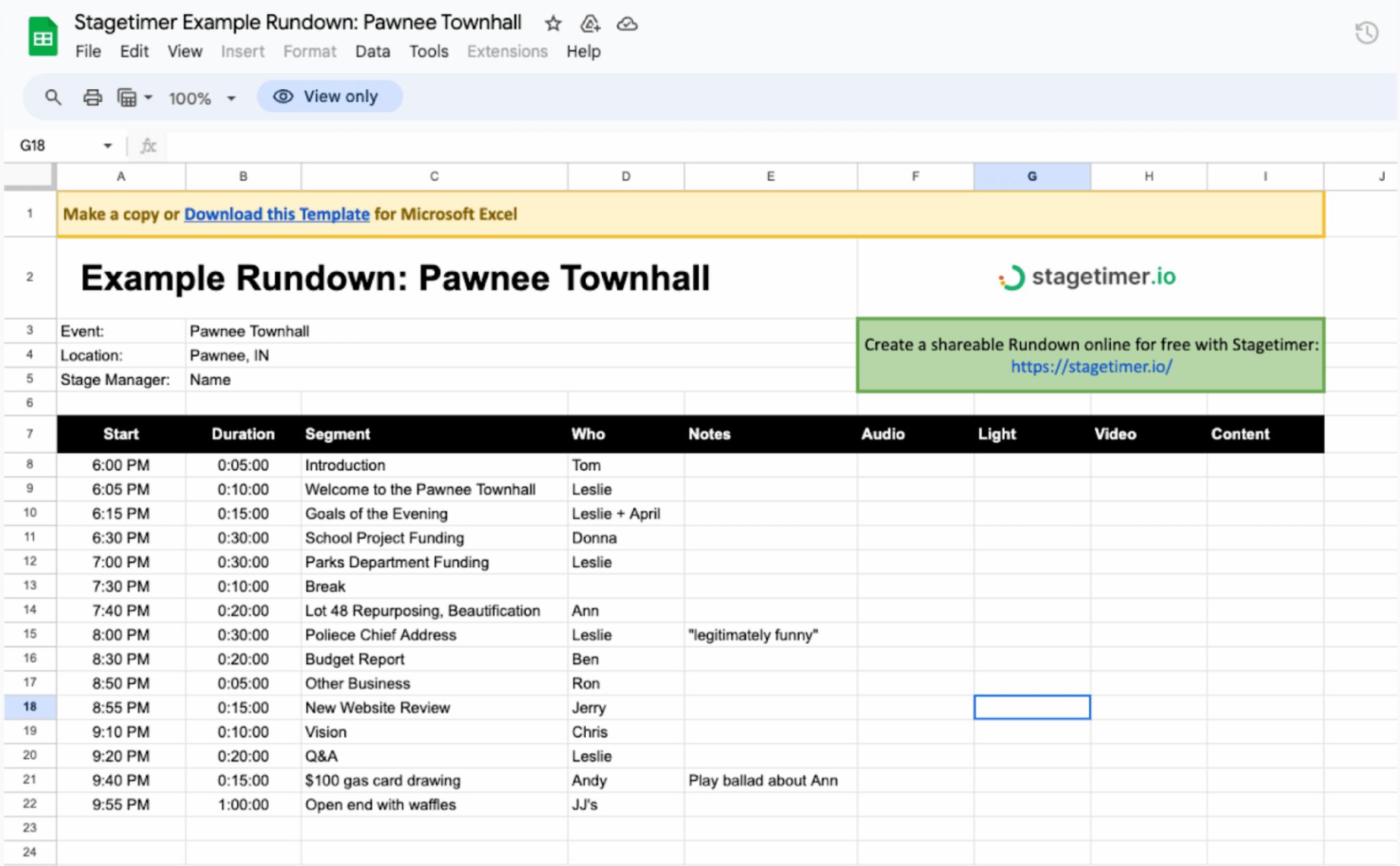√ Customizable Run of Show Template (Word)