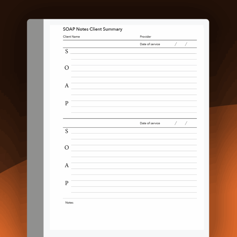 √ Free Printable SOAP Note Template