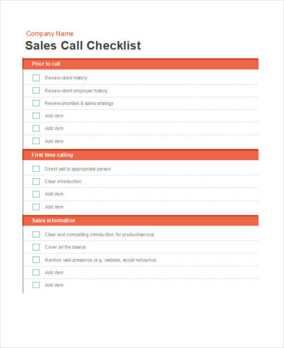 √ Printable Sales Call Report Template