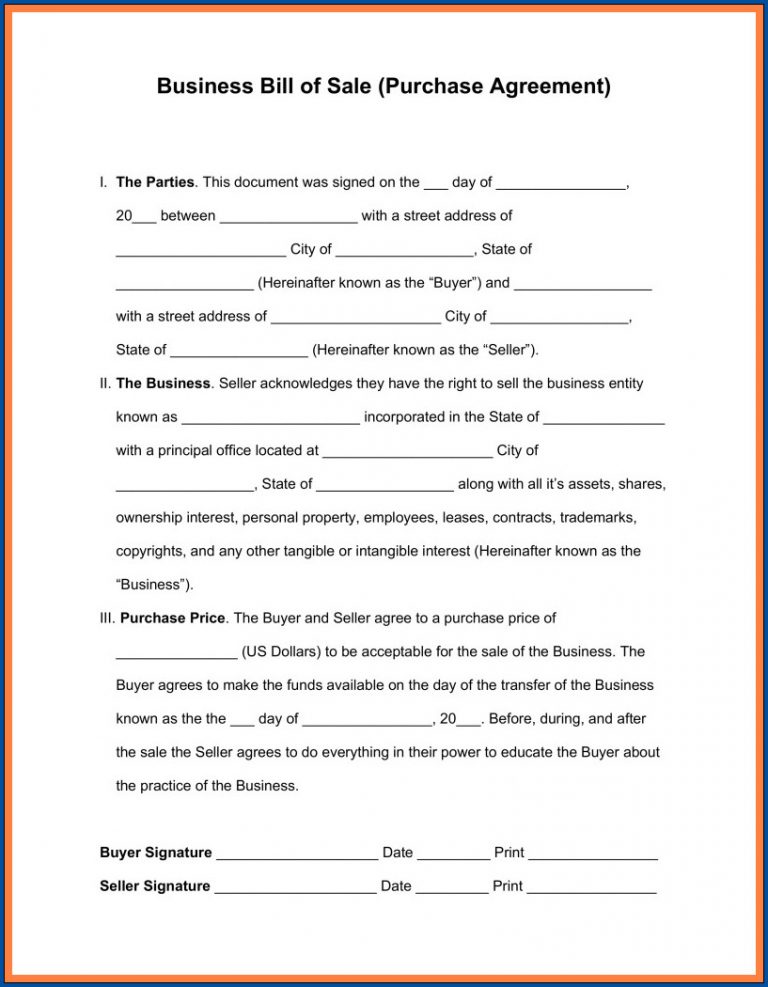 √ Free Printable Sales Contract For Business