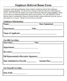 √ Free Printable Employee Referral Form Template