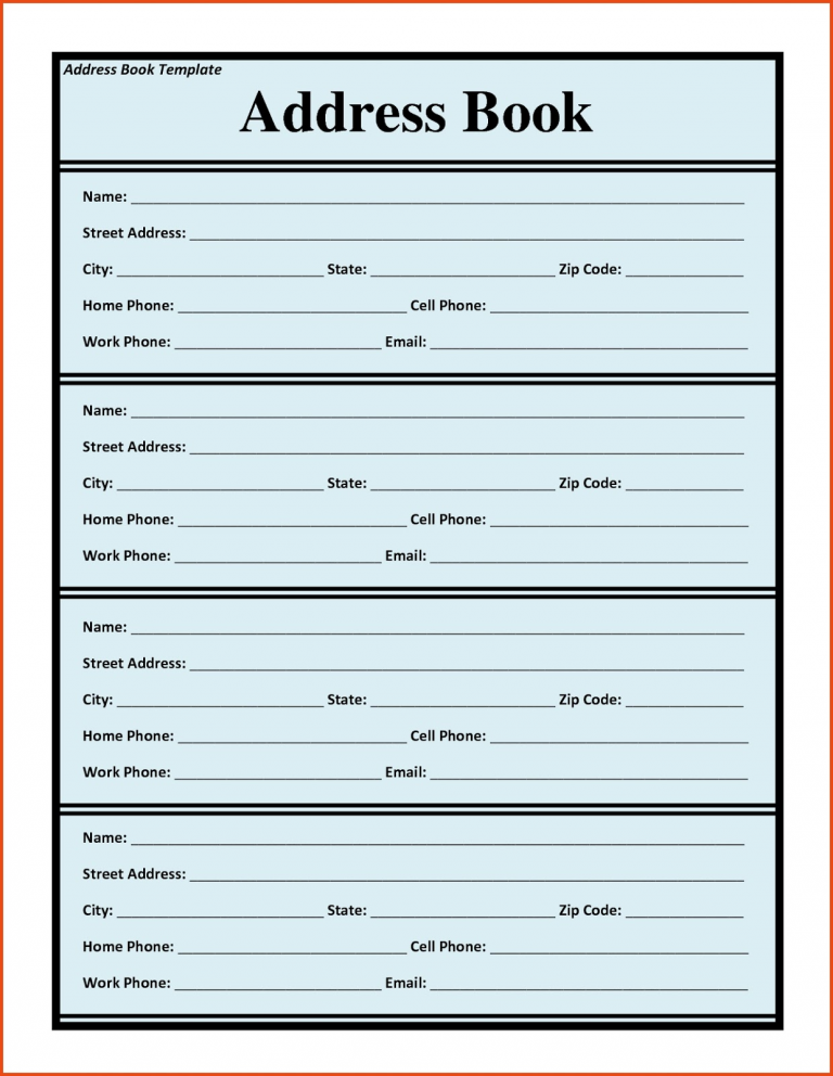 √ Free Printable Address Book Template