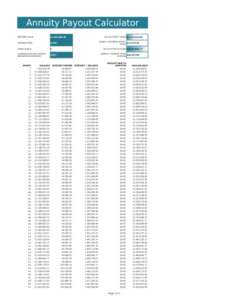 √ Annuity Payout Calculator Template